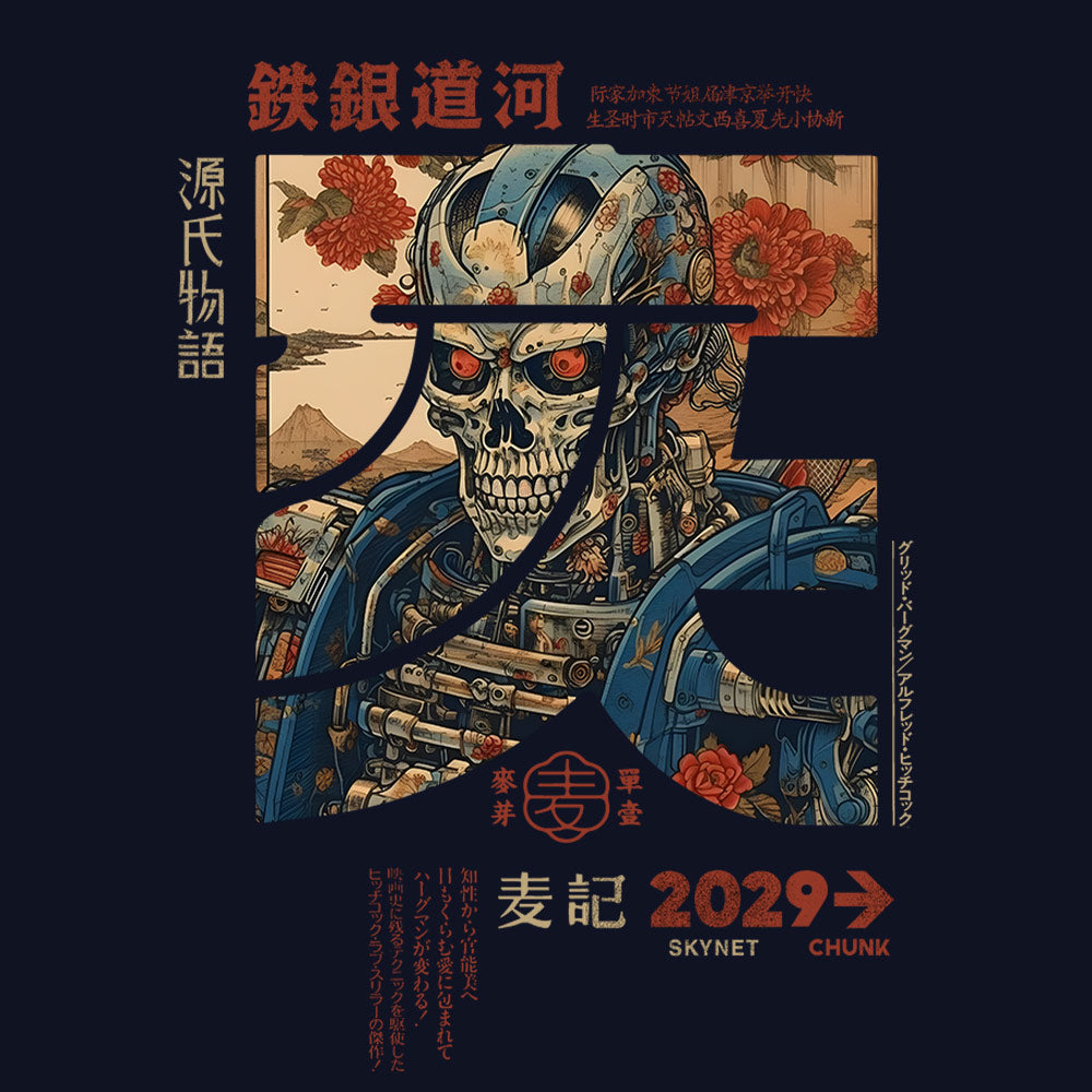 Chunk Cyborg Calligraphy Navy T-Shirt